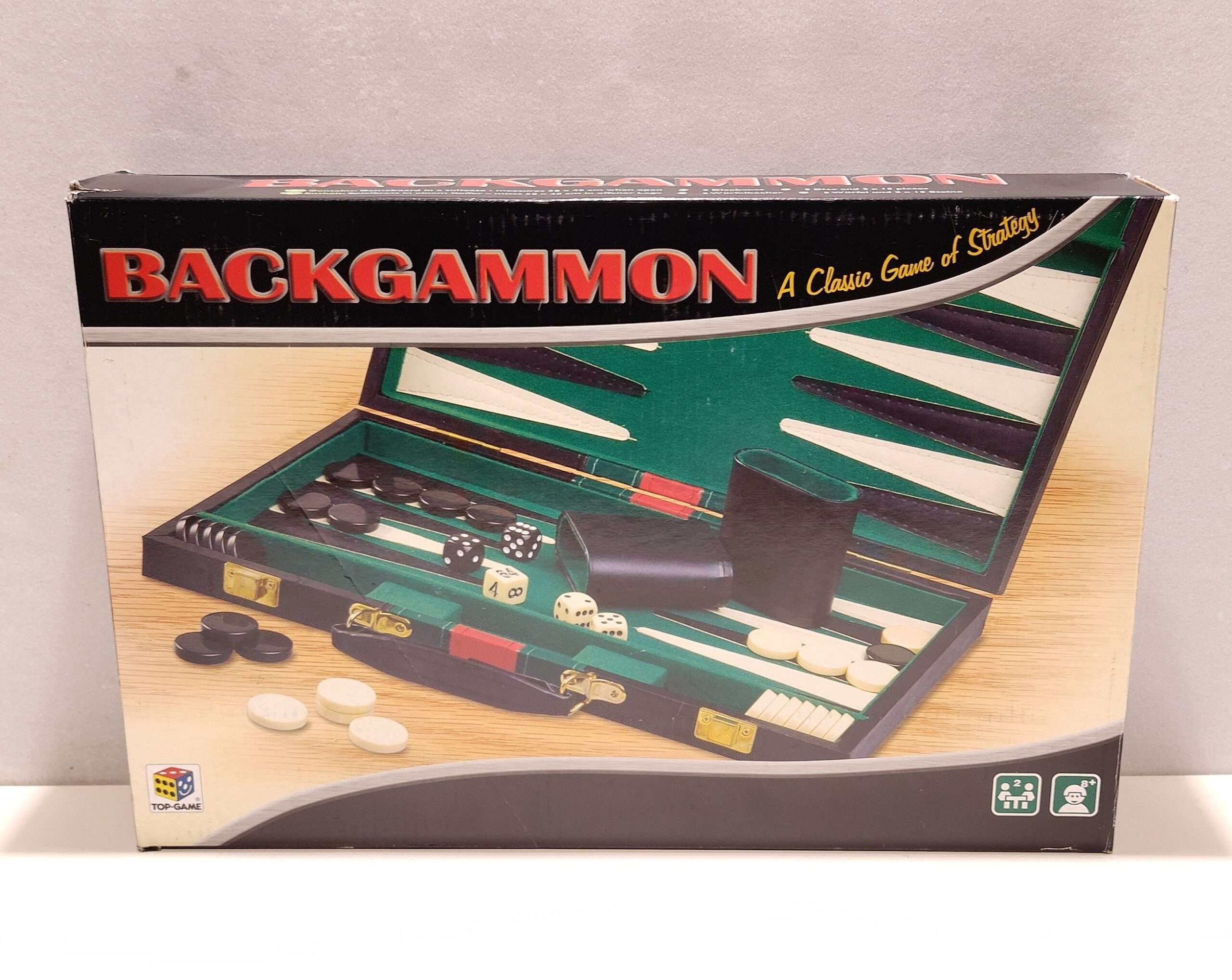 Backgammon læder kuffert. Fremstår som nyt. 47x47 cm. Stort spil ...