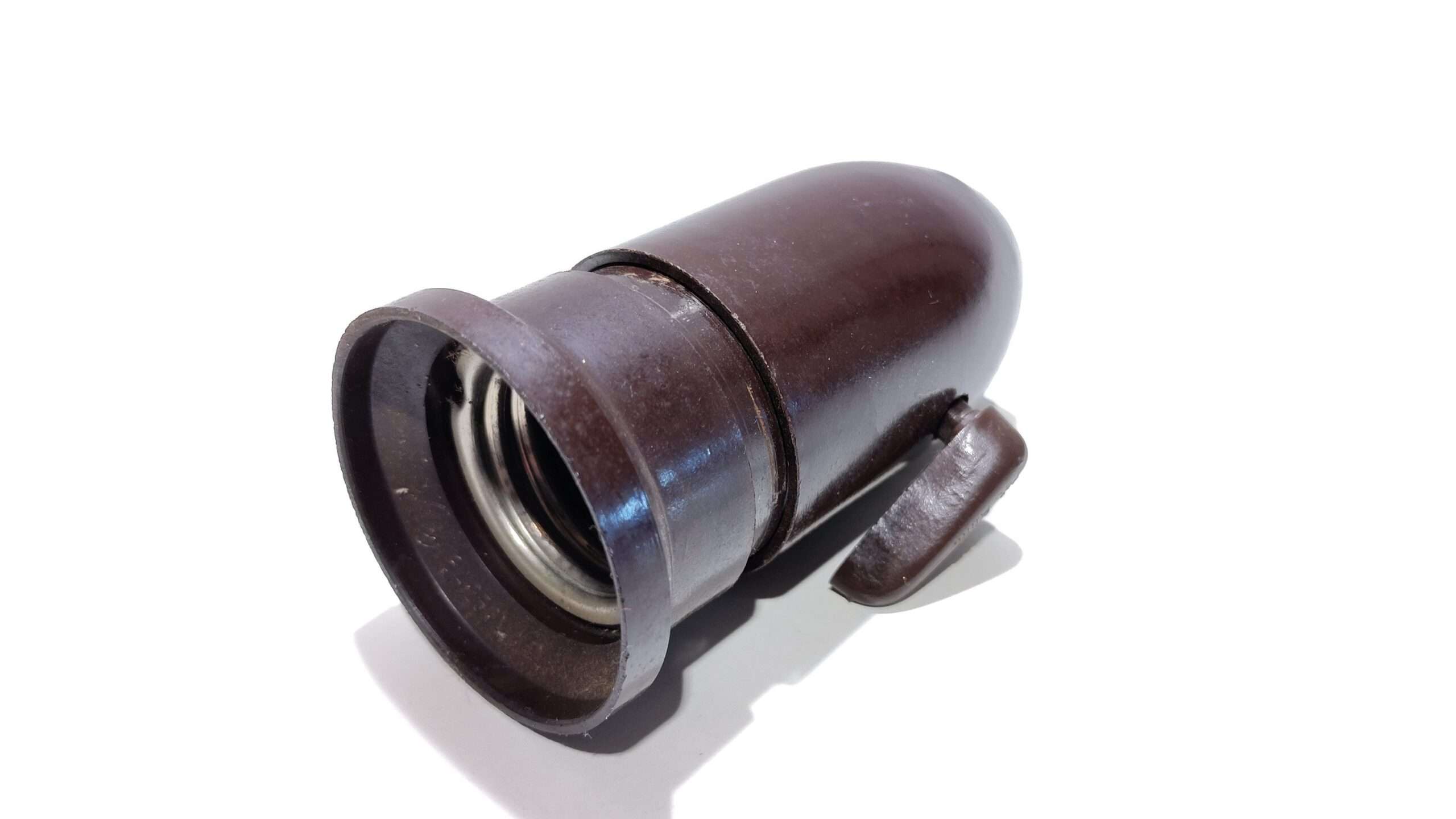 E27 fatning i brun bakelit med vippe afbryder • Møllers smukkelamper.dk ...