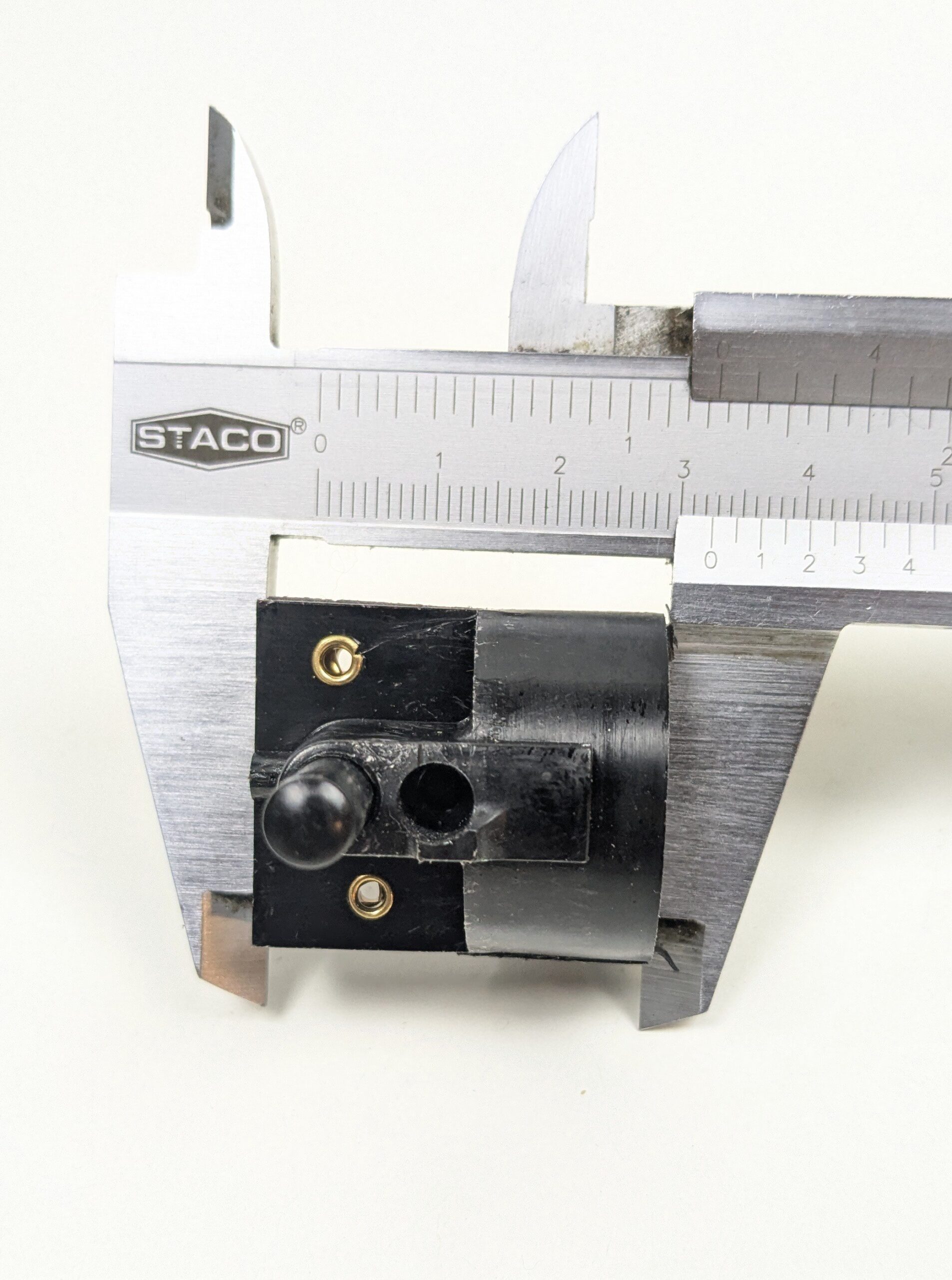 Tryk indsats fatning. Tryk afbryder. Sort bakelit. Reservedel. PH hat m ...